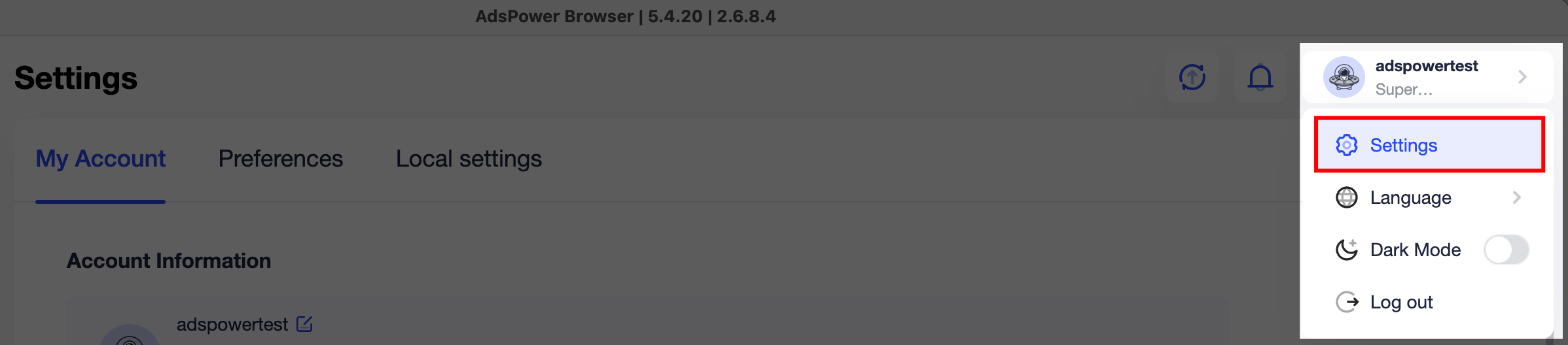 Settings-Help Center AdsPower
