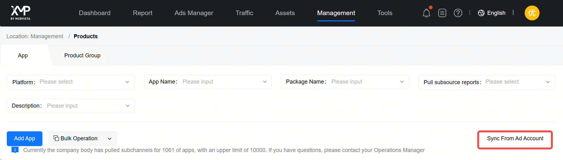 Apps Management-XMP | Help Center